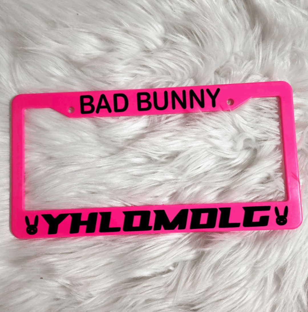 Bad Bunny Black License Plate Frame (neon Pink), YHLQMDLG, Car ...