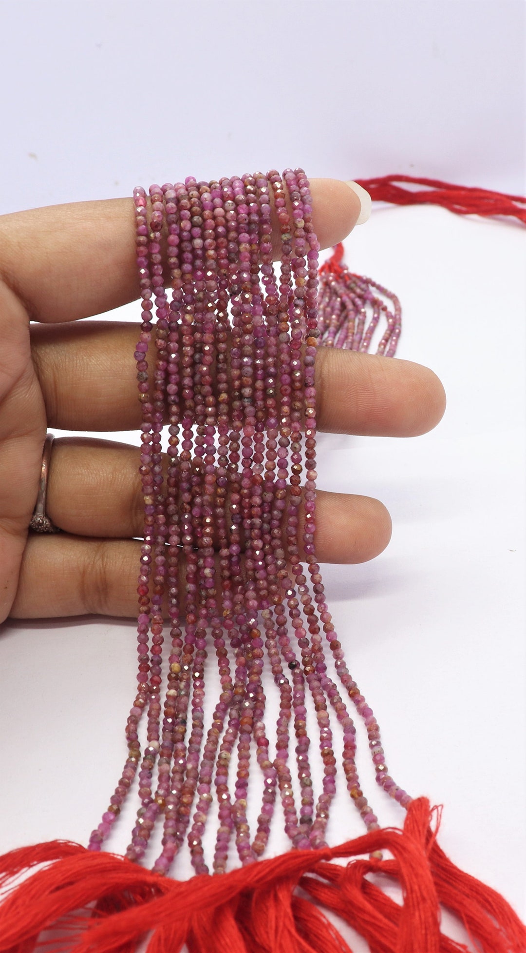 AAA Ruby Rondelle Shape Bead, 2 MM Natural Ruby Gemstone Bead. 13 Inch ...