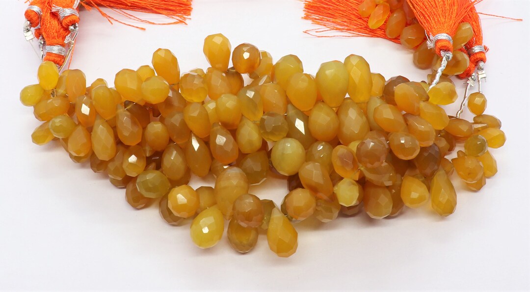AAA Natural Yellow Calcy Faceted Teardrop Beads, 5x9-9x13 MM Calcy Drop ...