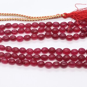 3 Strand AAA Natural Ruby Quartz Smooth Oval Beads Necklace, 8x11 MM ...