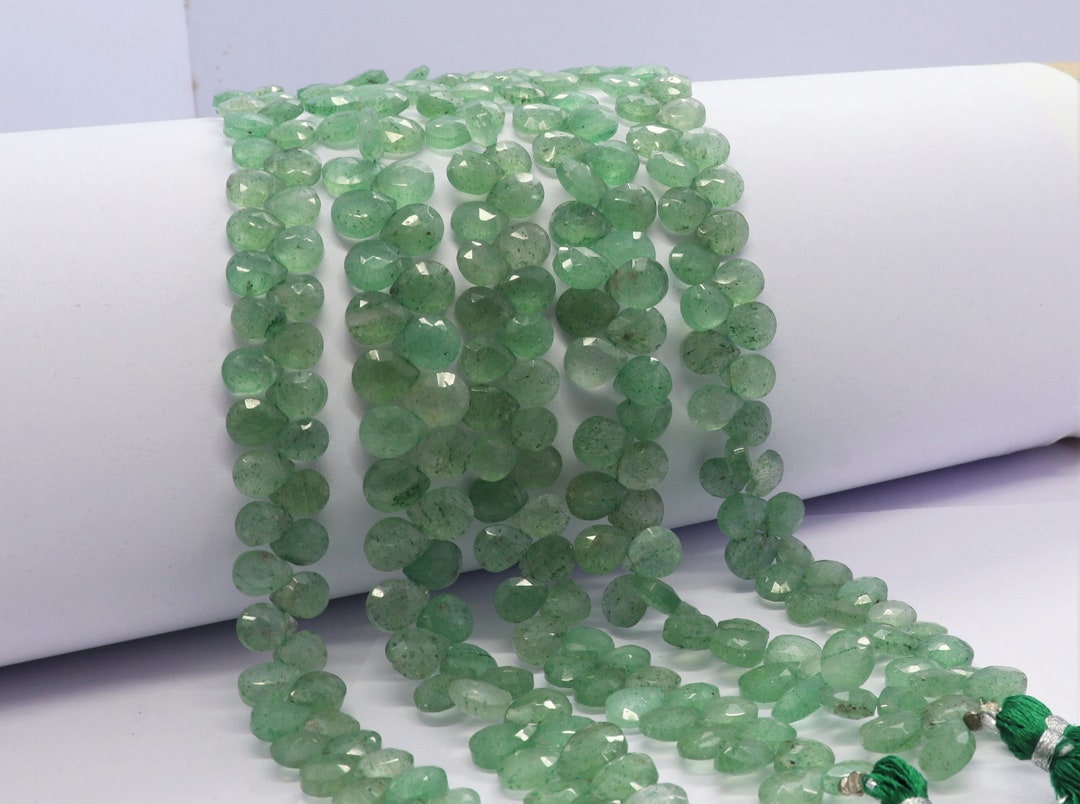 AAA Natural Green Strawberry Faceted Pear Shape Beads, Strawberry ...