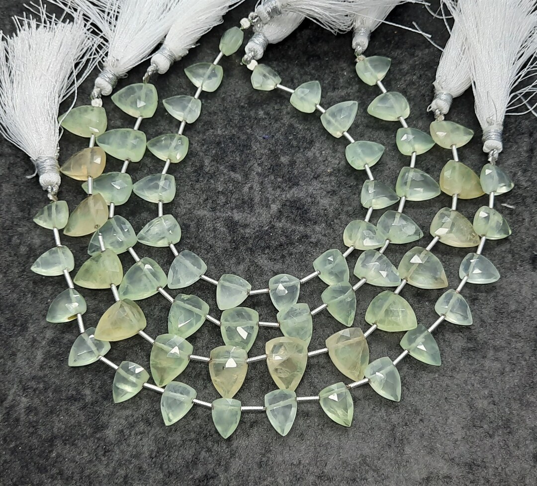 AAA Natural Prehnite Faceted Tie Shape Beads, 8x12-9x13 MM Prehnite ...