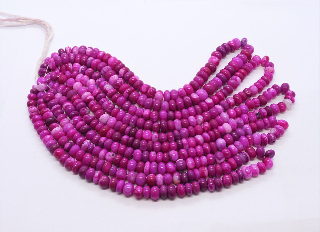 AAA Hot Pink Opal Plain Rondelle Shape Beads, 8-9 MM Dark Pink Opal ...