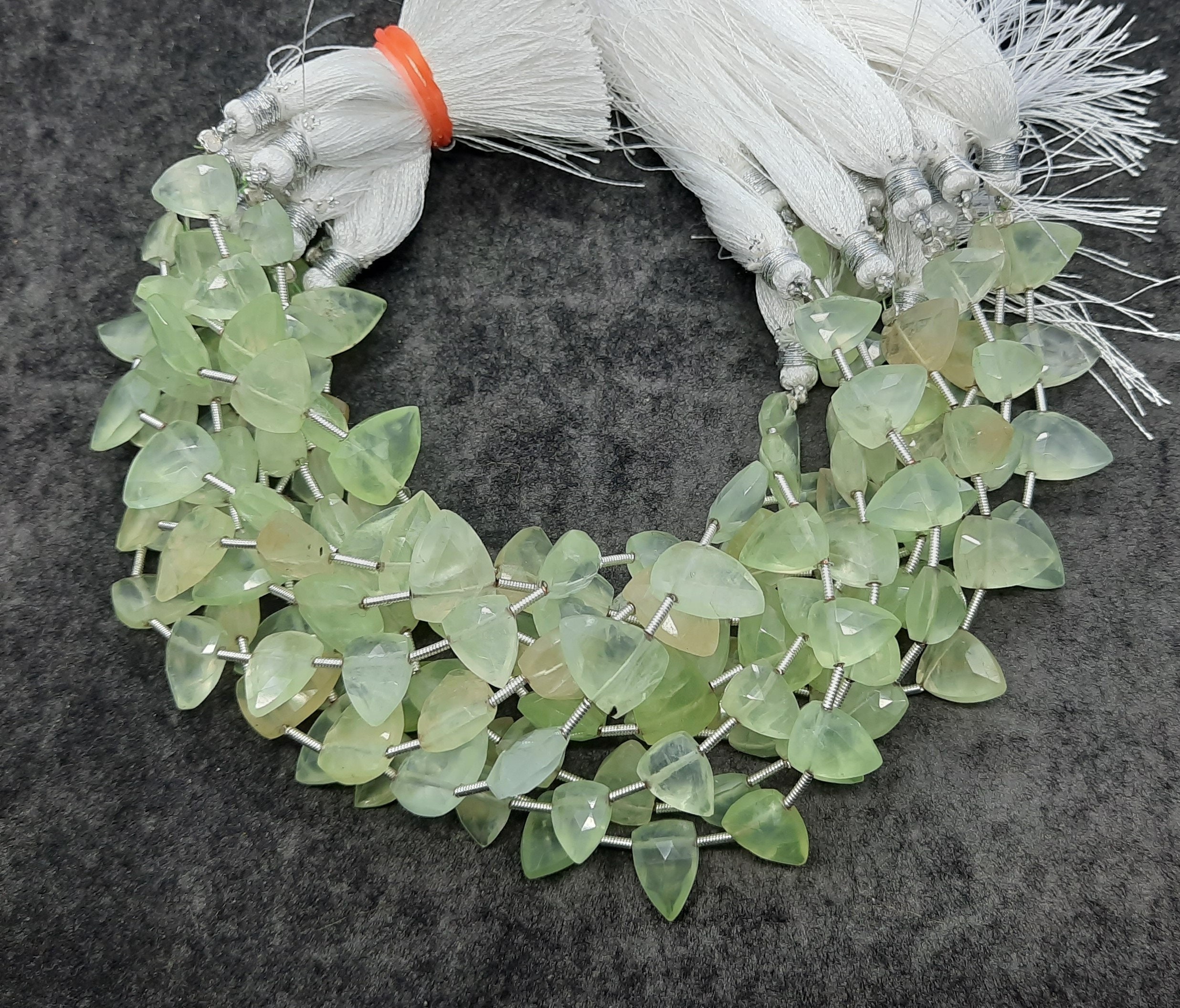 AAA Natural Prehnite Faceted Tie Shape Beads, 8x12-9x13 MM Prehnite ...