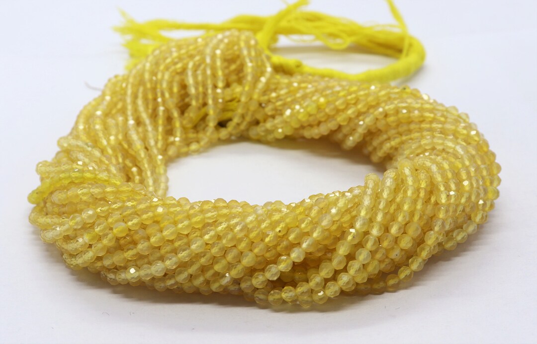 5 Strand AAA Natural Yellow Calcy Faceted Rondelle Beads, 3 MM Calcy ...