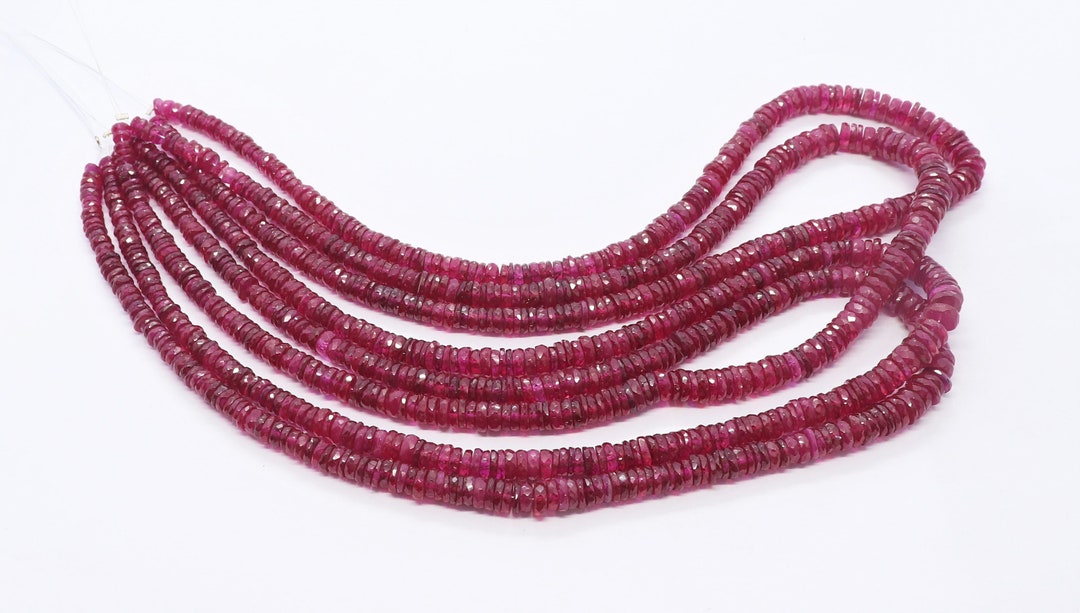 AAA Ruby Faceted Washer Beads, 5-7 MM Ruby Heishi Cut Beads Ruby ...
