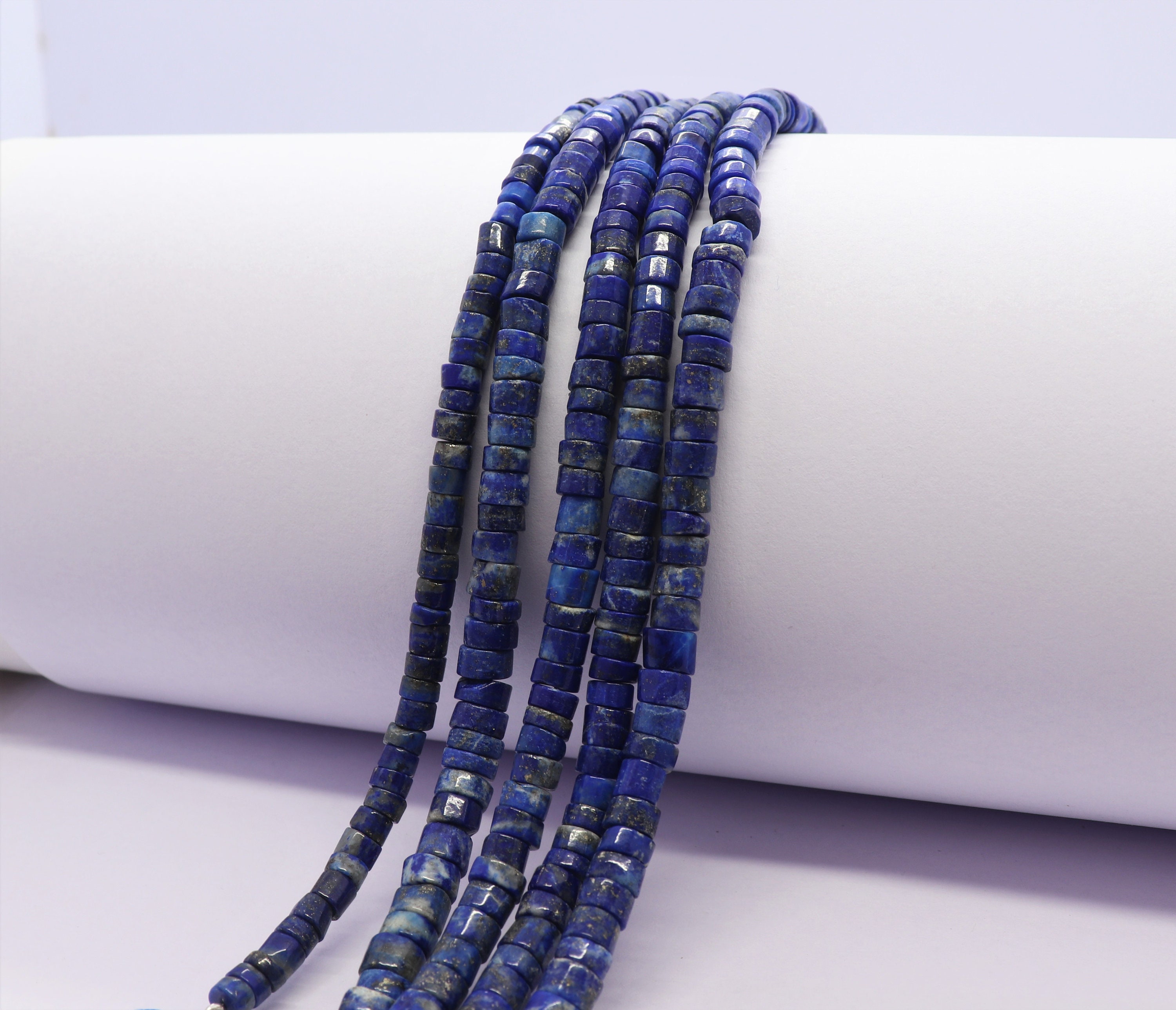AAA Natural Lapis Lazuli Heishi Washer Beads, Lapis Wheel Beads, 8 Inch ...