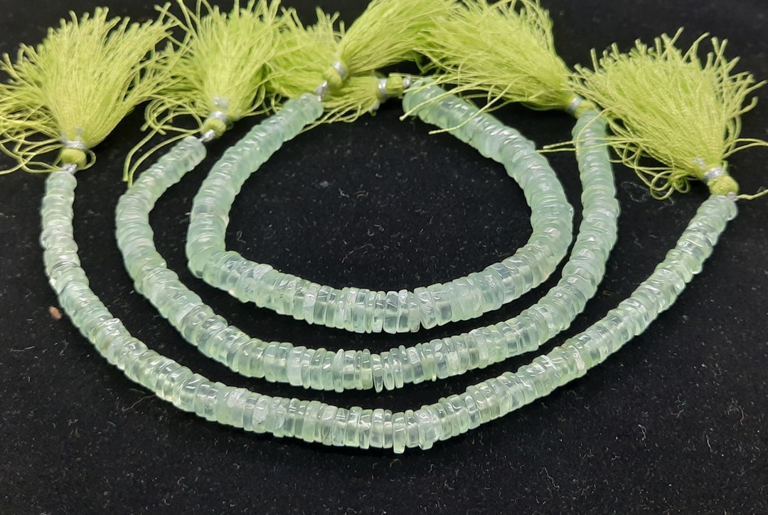 AAA Natural Prehnite Heishi Washer Beads, 8-9 MM Prehnite Washer ...