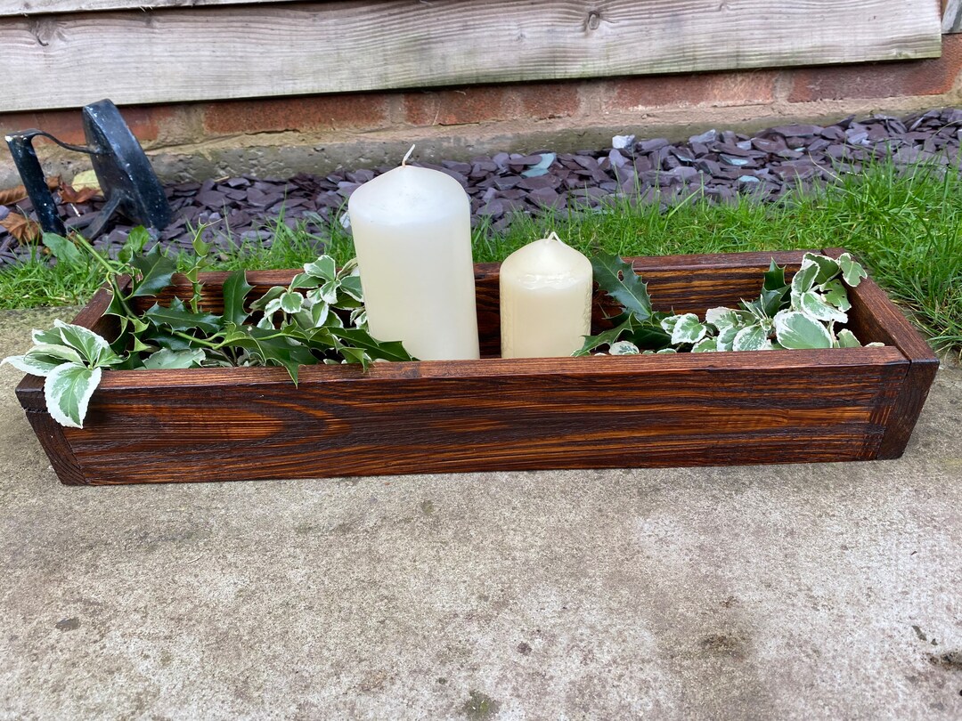 Reclaimed Wood Table Centerpiece Window Trough Rustic Planter Dining ...