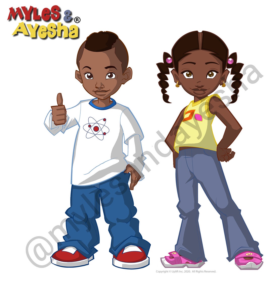 Digital Download Bundle - Black Cartoon Characters Myles & Ayesha: 2 ...