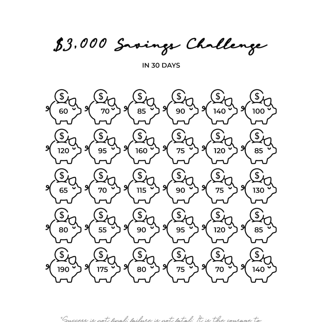 3000 in 30 Savings Challenge, Money Savings Challenge, Savings ...