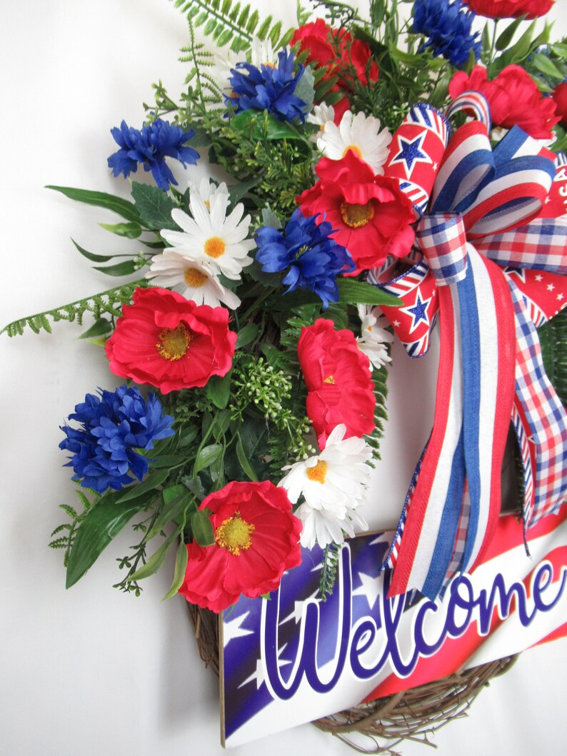 Patriotic Wreath for Front Door Summertime Everyday Wreath - Etsy