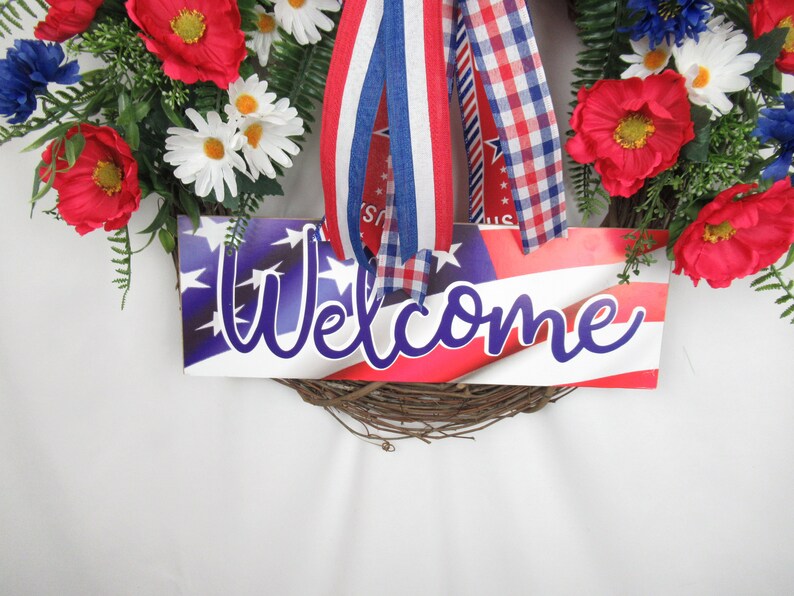 Patriotic Wreath for Front Door Summertime Everyday Wreath - Etsy