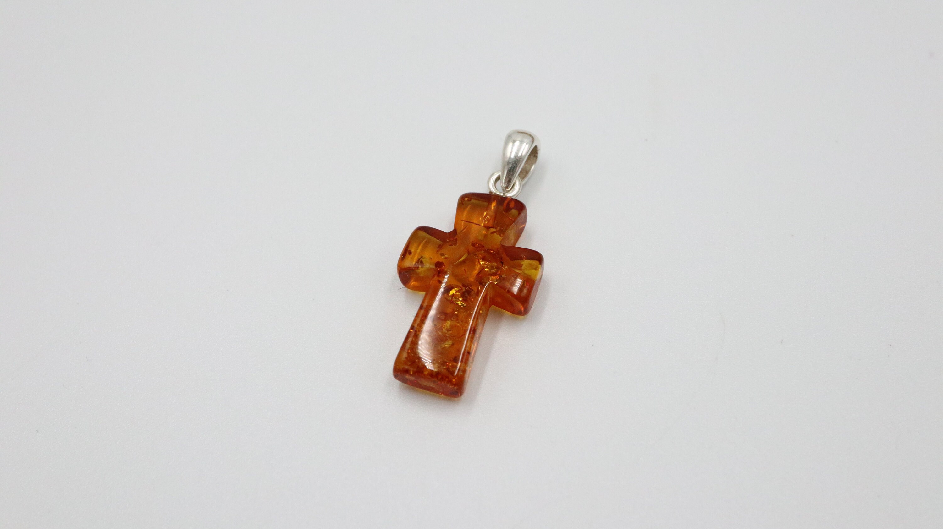 Amber Cross Pendant Cognac Color 925 Sterling Silver Baltic - Etsy