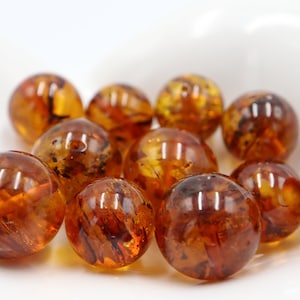 Baltic Amber Round Beads From 10 Mm to 14 Mm Size, Drilled | Light ...