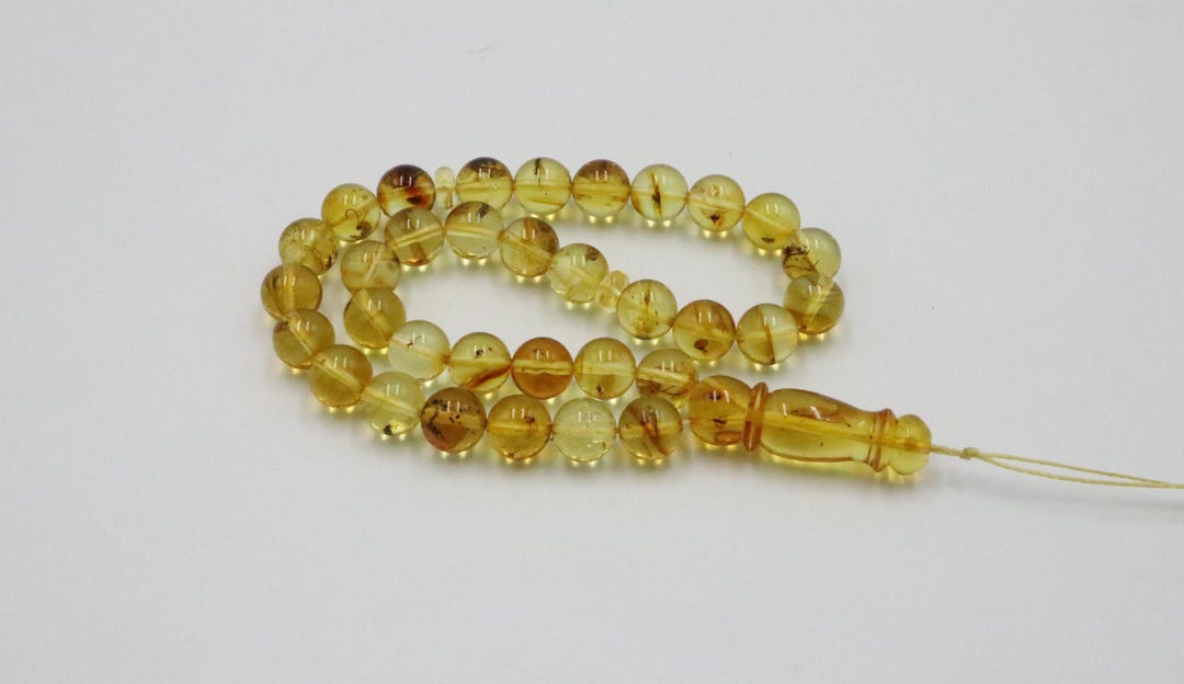Islamic Muslim Prayer Amber 33 Beads WITH INSECTS in ALL Beads | 9.39 G ...