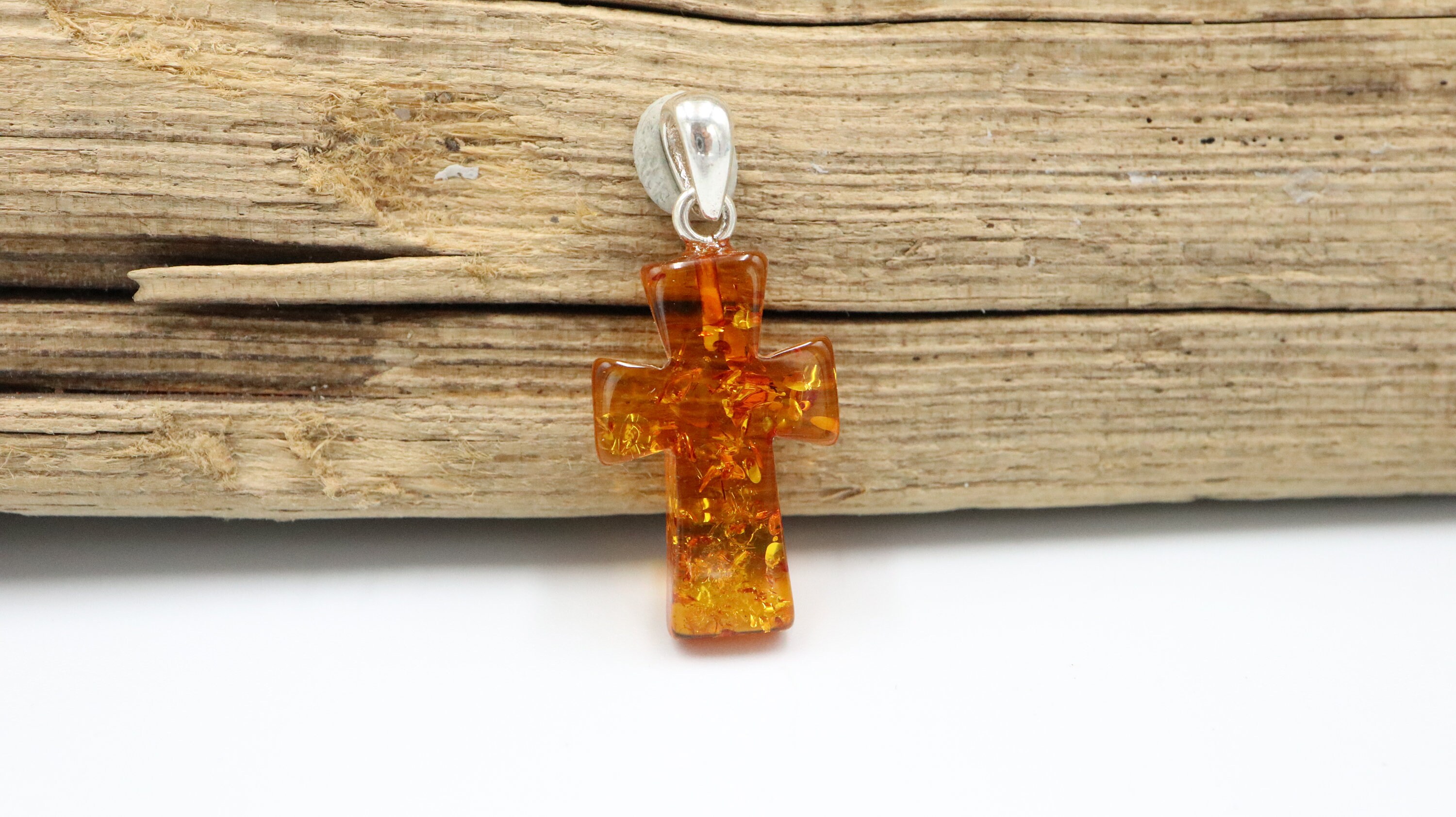 Amber Cross Pendant Cognac Color 925 Sterling Silver Baltic - Etsy