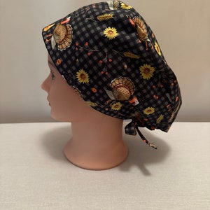 Thanksgiving Turkey Scrub Cap | Health Care Scrub Cap | Ponytail Scrub ...
