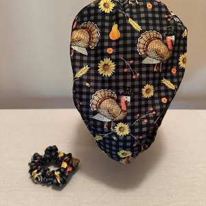 Thanksgiving Turkey Scrub Cap | Health Care Scrub Cap | Ponytail Scrub ...