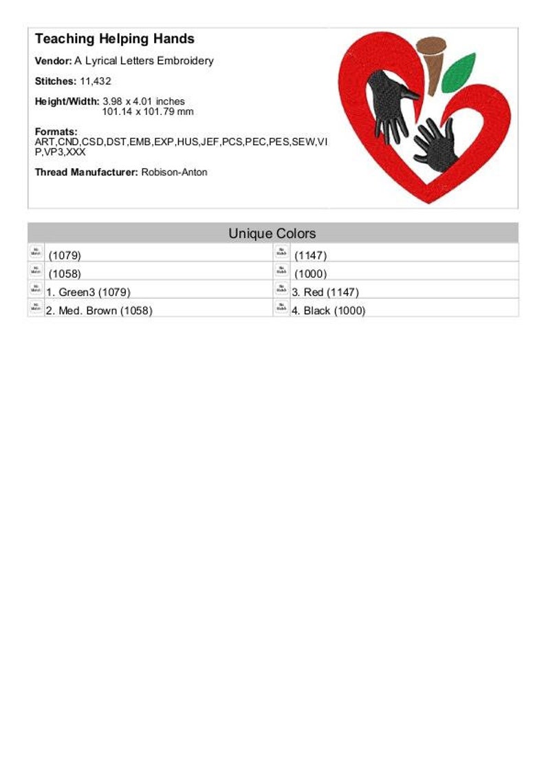 Teaching Helping Hands Machine Embroidery Design Embroidery - Etsy