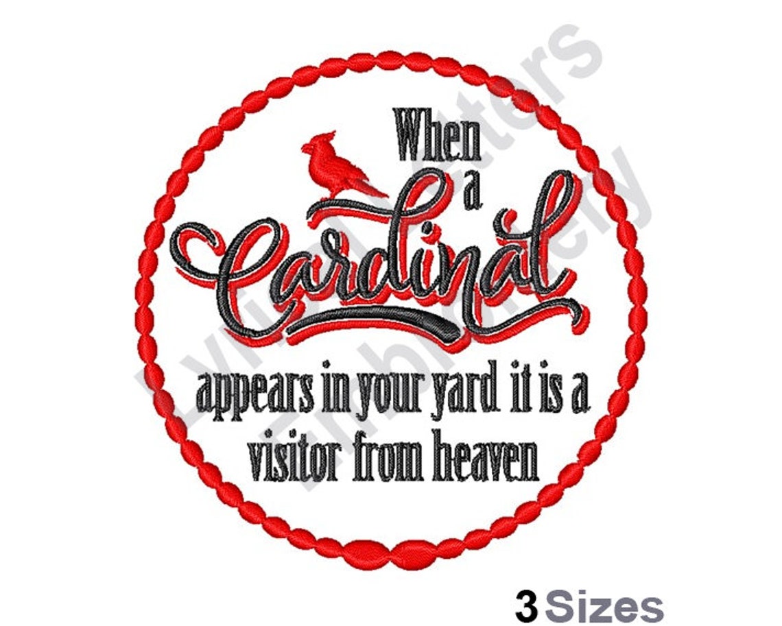 Cardinal From Heaven Machine Embroidery Design Embroidery - Etsy