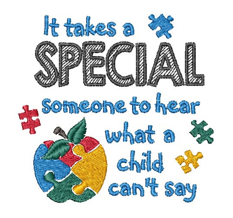 Autism Apple Puzzle Special Someone - Machine Embroidery Design - Etsy