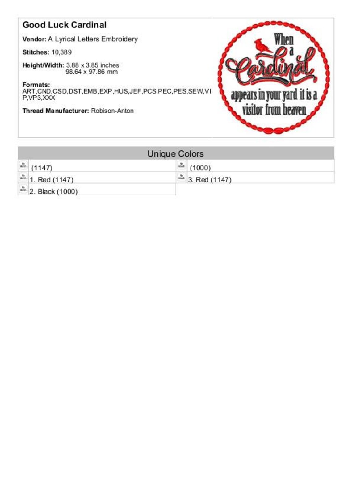 Cardinal From Heaven Machine Embroidery Design Embroidery - Etsy