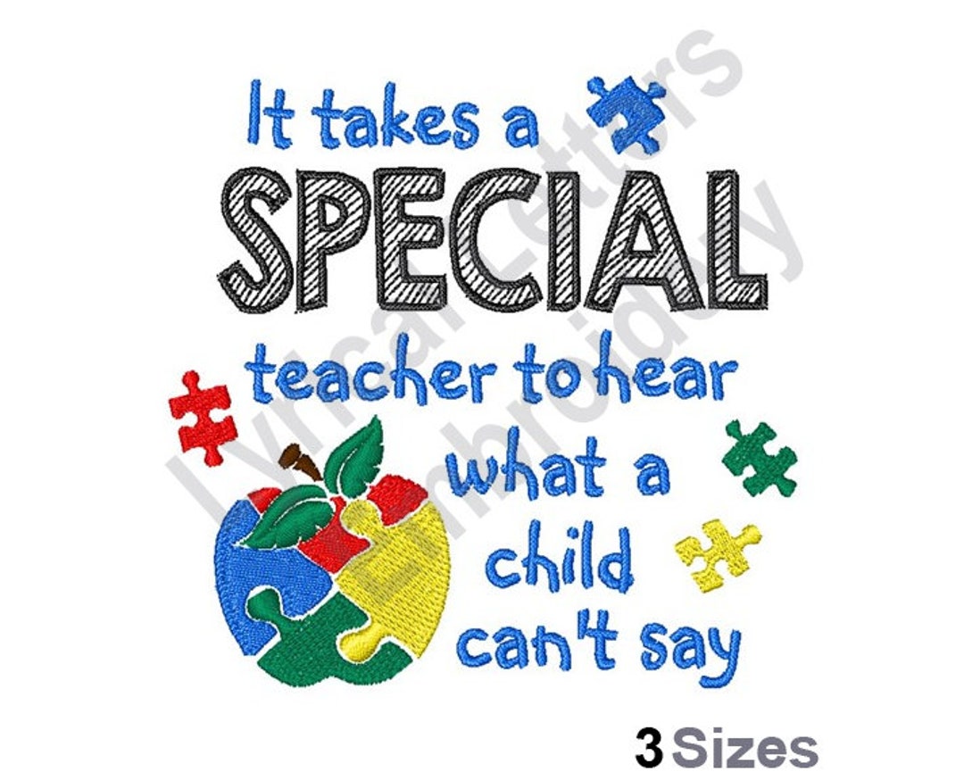 Autism Apple Puzzle Special Teachers - Machine Embroidery Design - Etsy
