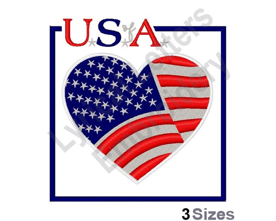 American Flag Heart - Machine Embroidery Design, Embroidery Designs ...