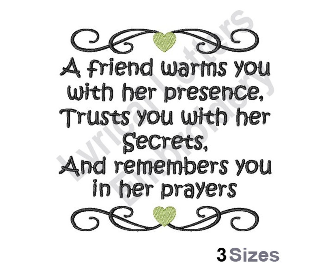 True Friendship Saying Machine Embroidery Design Embroidery - Etsy