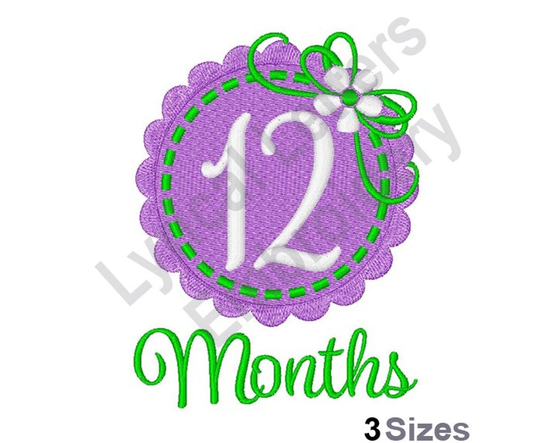 12 Months Baby - Machine Embroidery Design 3 Sizes - Etsy