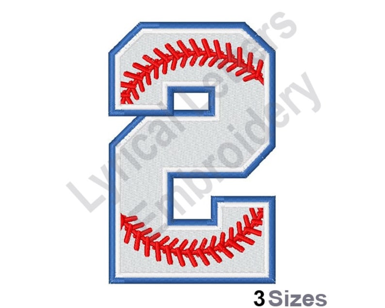 Baseball Number 2 Machine Embroidery Design Embroidery - Etsy