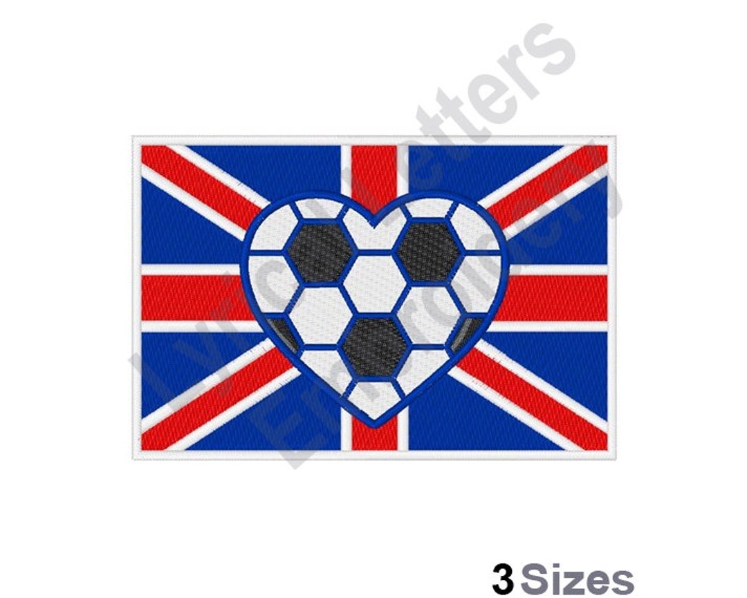 Union Jack & Soccer Heart - Machine Embroidery Design, Embroidery ...