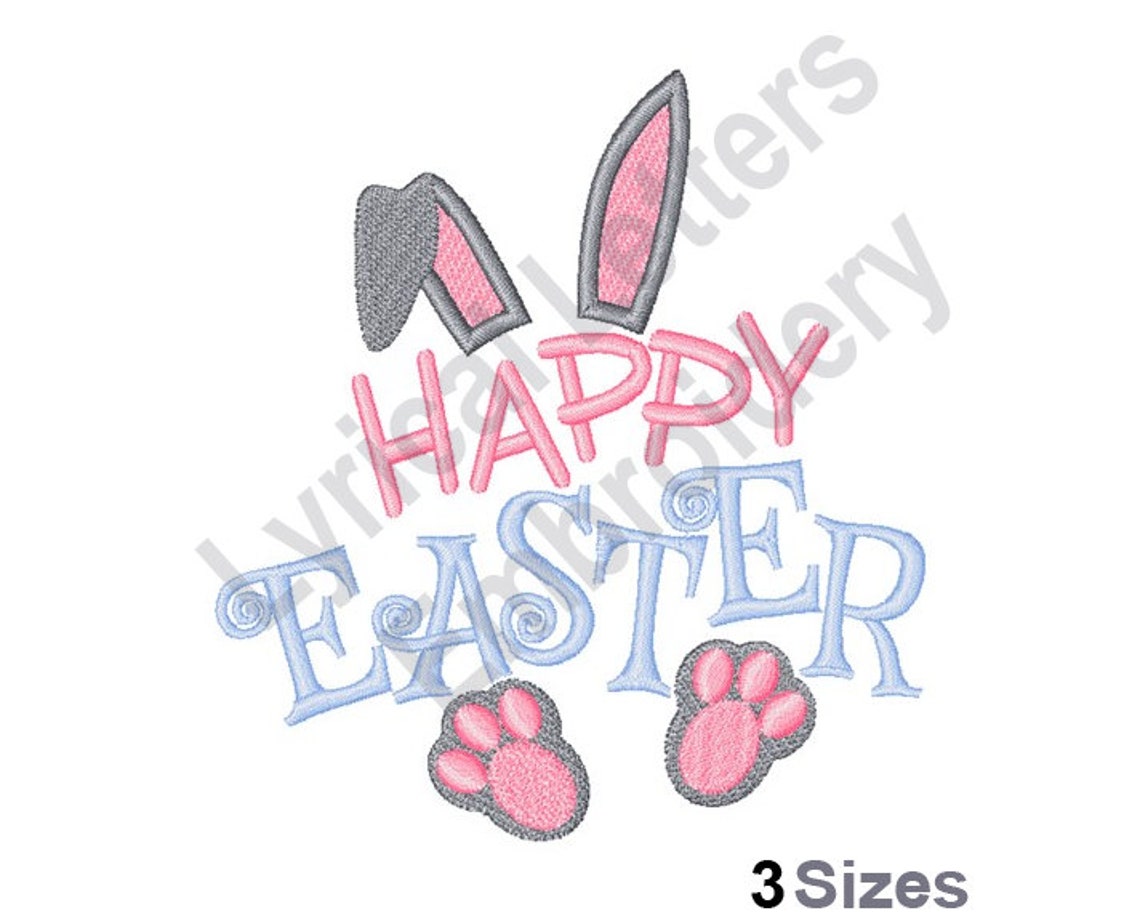 Happy Easter Bunny Rabbit Machine Embroidery Design | Etsy