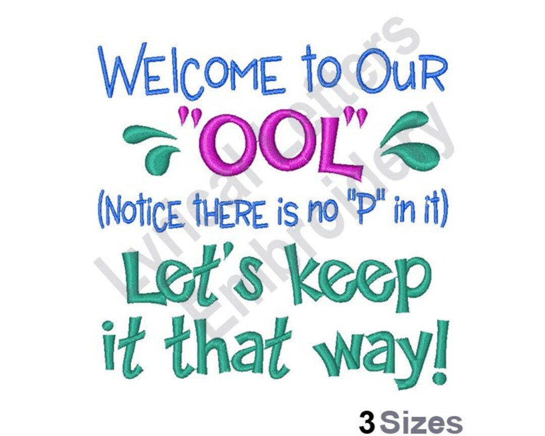 No P in Pool - Machine Embroidery Design, Embroidery Designs, Machine ...