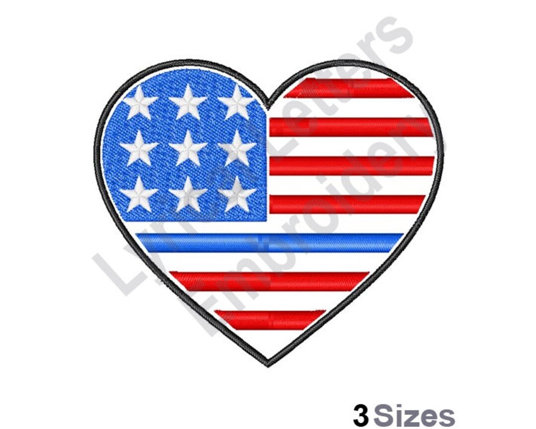 Police American Flag Heart - Machine Embroidery Design, Embroidery ...