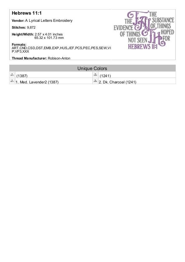 Faith Bible Verse Hebrews 11:1 Machine Embroidery Design | Etsy