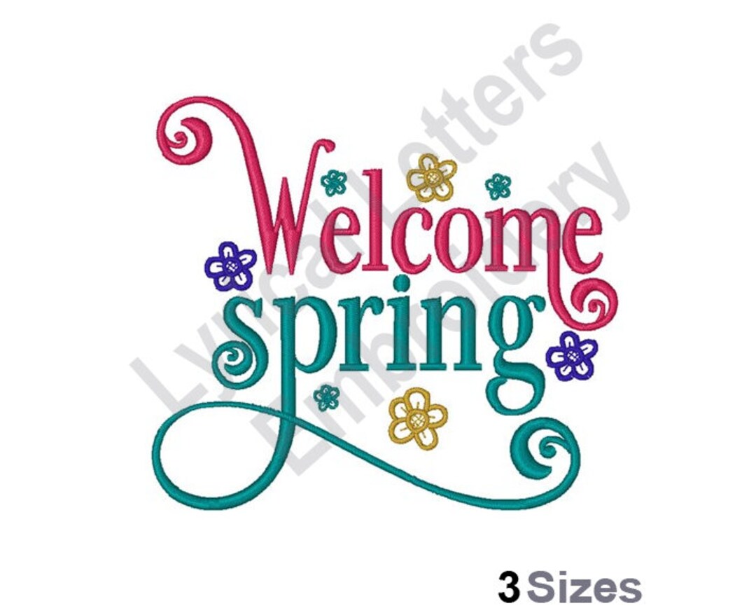 Decorative Welcome Spring - Machine Embroidery Design - 3 Sizes - Etsy