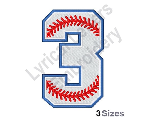 Baseball Number 3 Machine Embroidery Design Embroidery | Etsy
