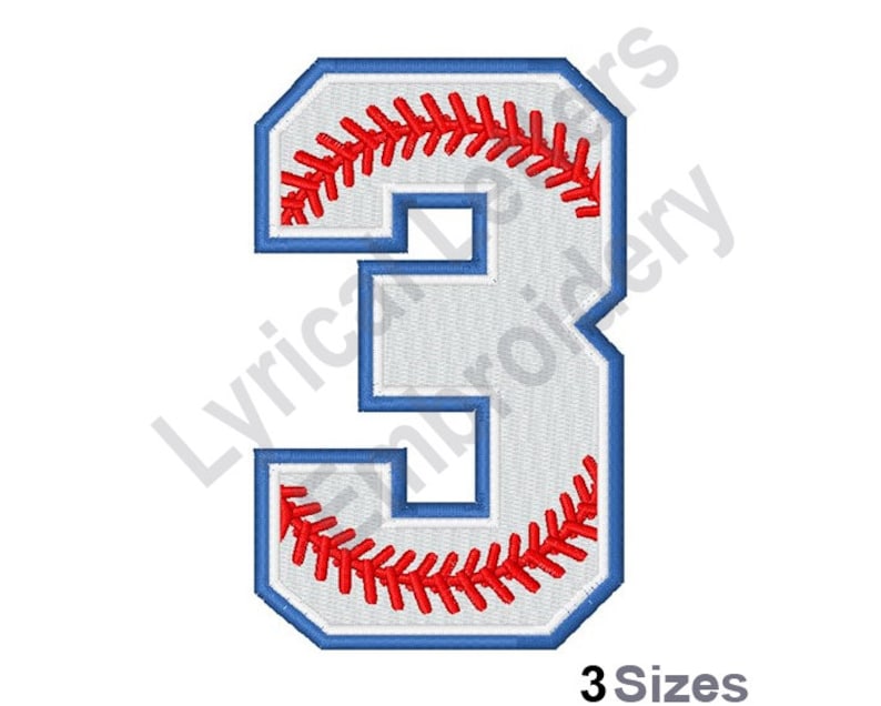 Baseball Number 3 - Machine Embroidery Design, Embroidery Designs ...
