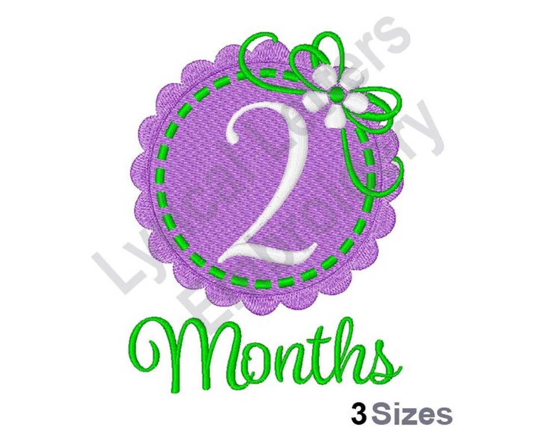 2 Months Baby - Machine Embroidery Design 3 Sizes - Etsy