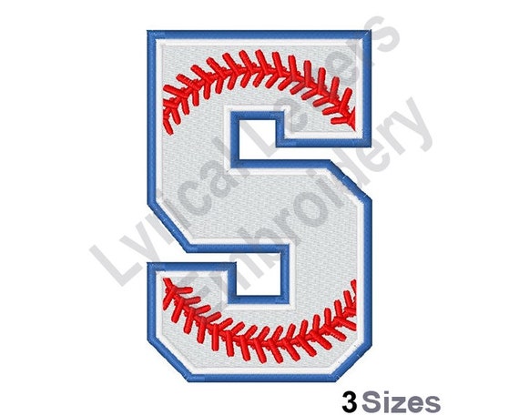 Baseball Number 5 Machine Embroidery Design Embroidery - Etsy