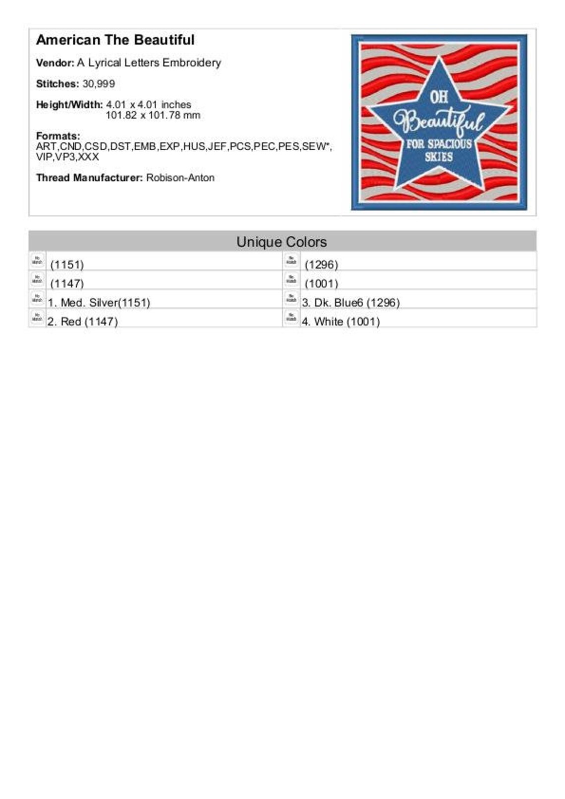 American the Beautiful - Machine Embroidery Design, Embroidery Designs ...