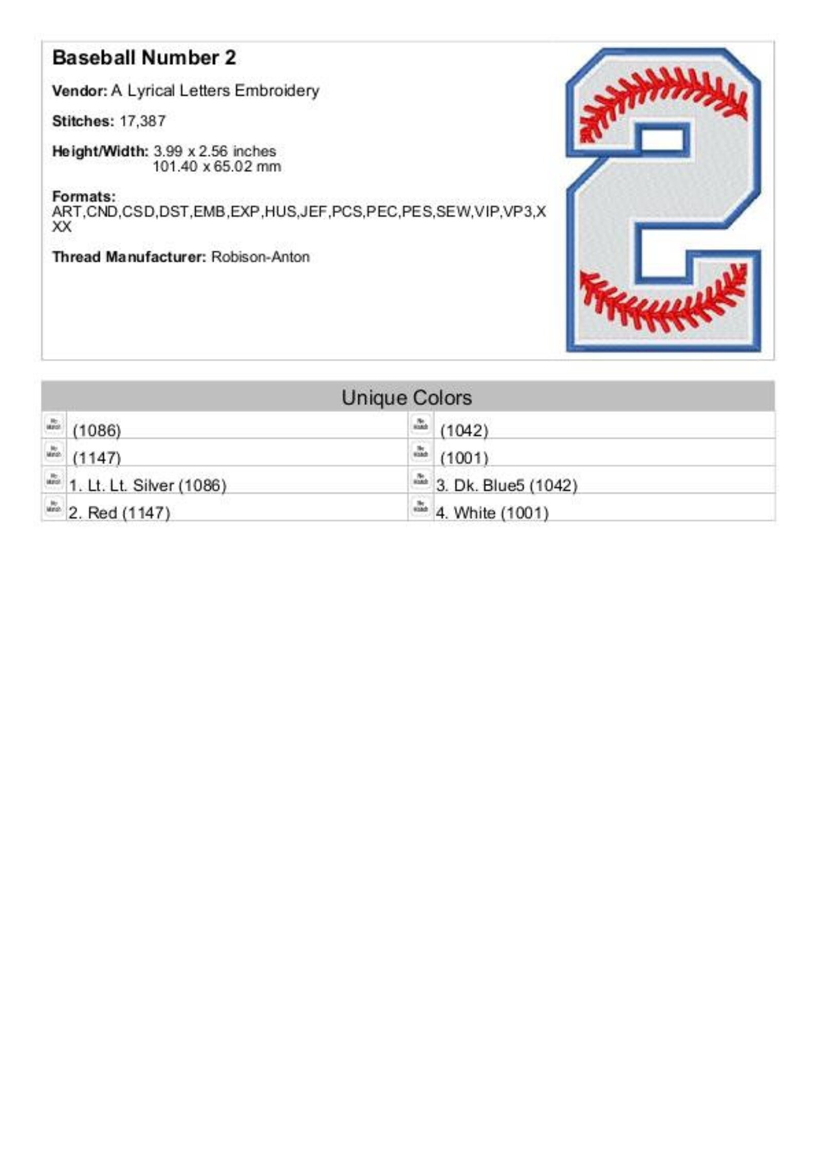 Baseball Number 2 Machine Embroidery Design Embroidery - Etsy