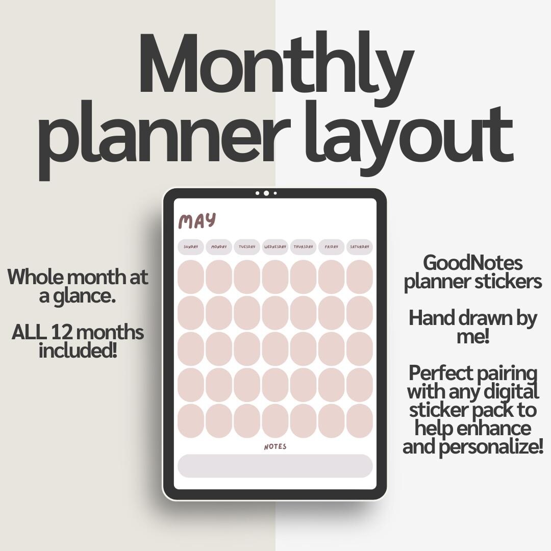 Monthly Planner Blank Layout - Goodnotes Planner Templet - Etsy