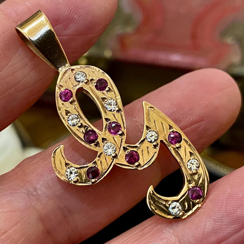 9ct Ruby Diamond Pendant - Etsy
