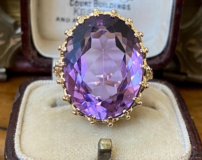 Stunning Vintage English Hallmarked 375 9ct Gold Large Amethyst ...