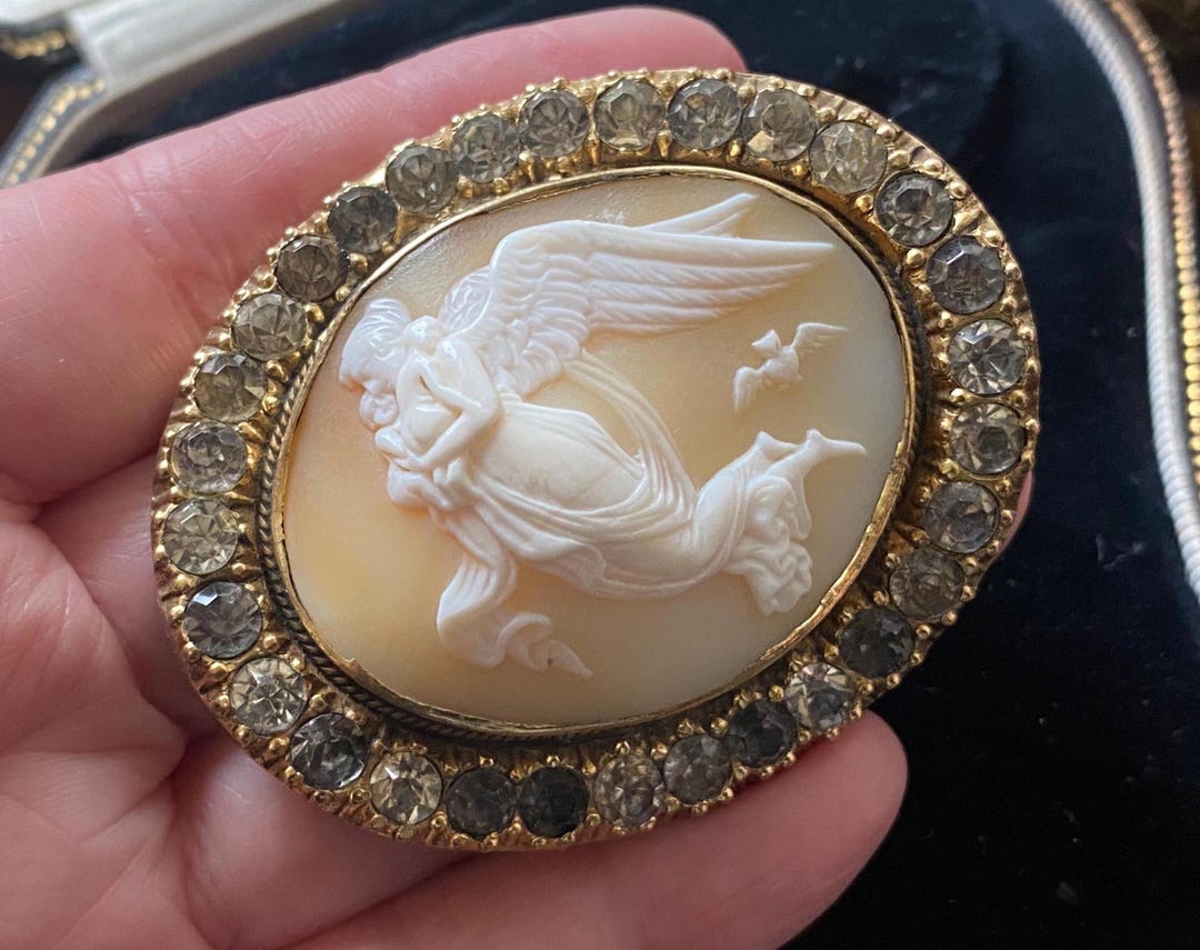 Fabulous Antique Victorian Carved Shell Cameo of Nyx Goddess of the ...