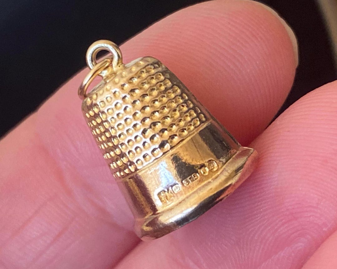 Vintage English Hallmarked 375 9ct Gold Sewing Thimble Charm - Etsy