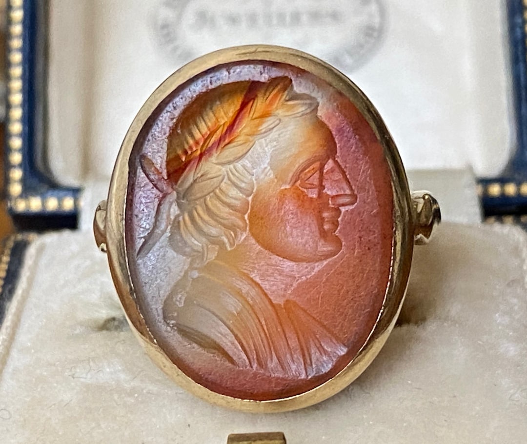 Stunning Unusual Antique Victorian Grand Tour 9ct Gold Hard Stone Agate ...